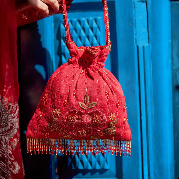 Buy Handcrafted Indian Roses Are Red Potli Online